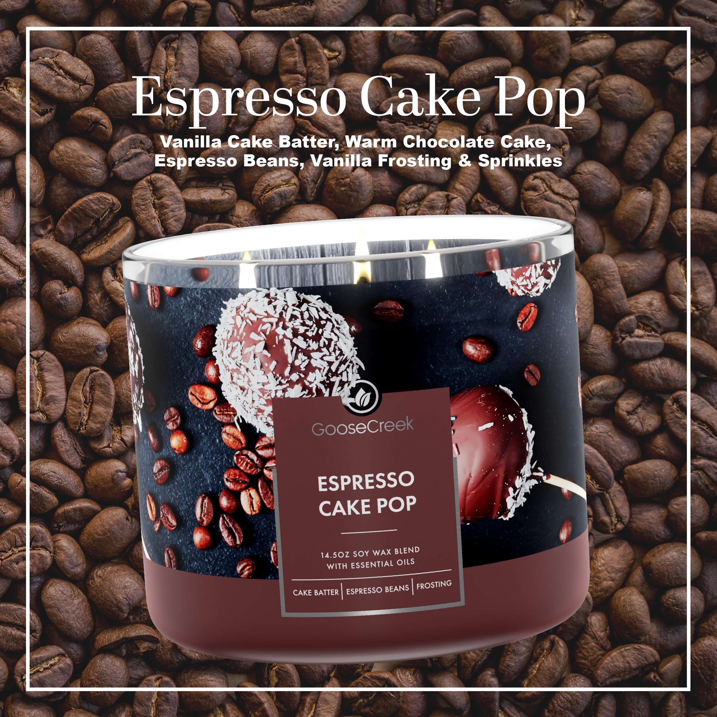 Espresso Cake Pop Large 3-Wick Candle - Rich Coffee Scent with Vanilla ...