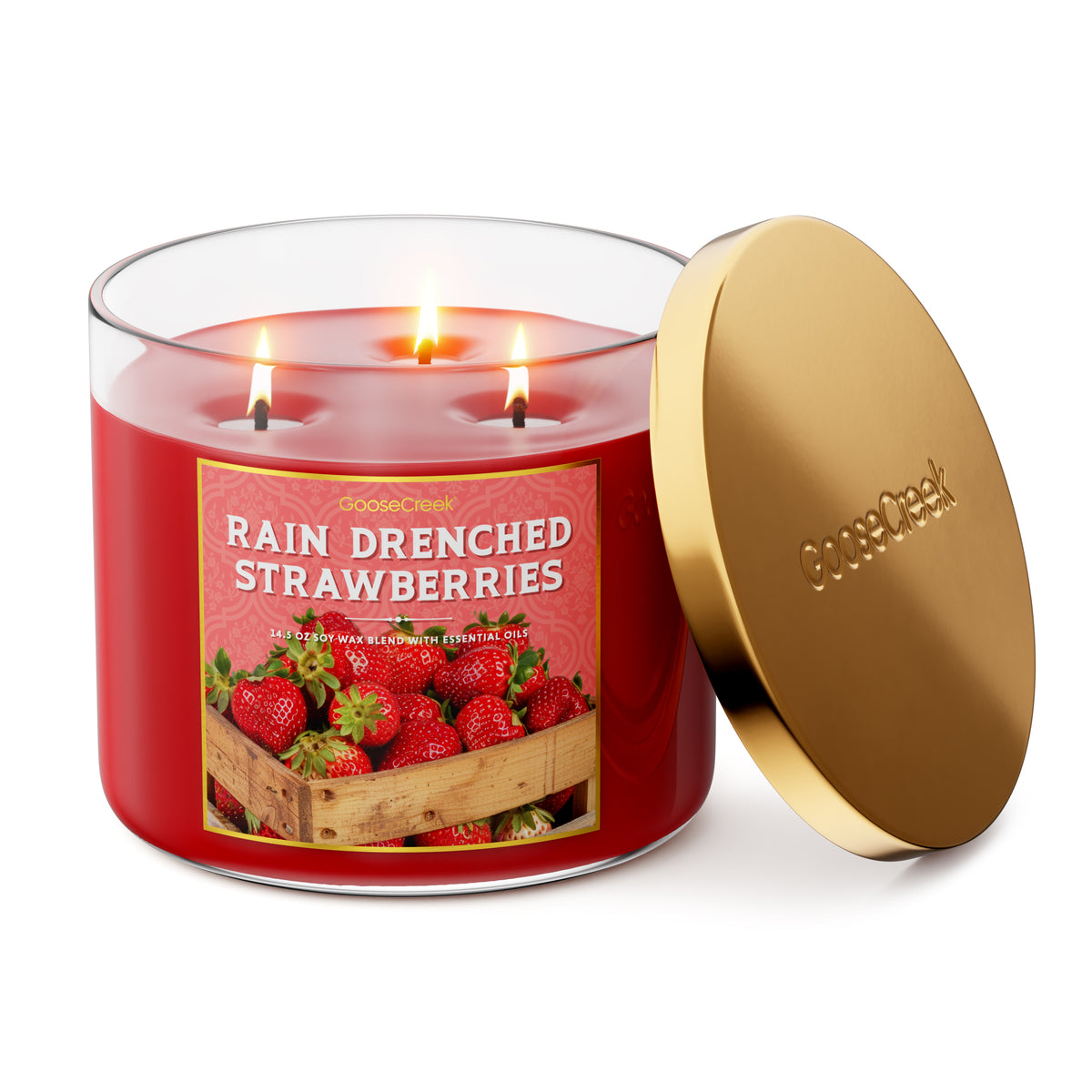 Rain Drenched Strawberries Large 3-Wick Candle – Goose Creek Candle
