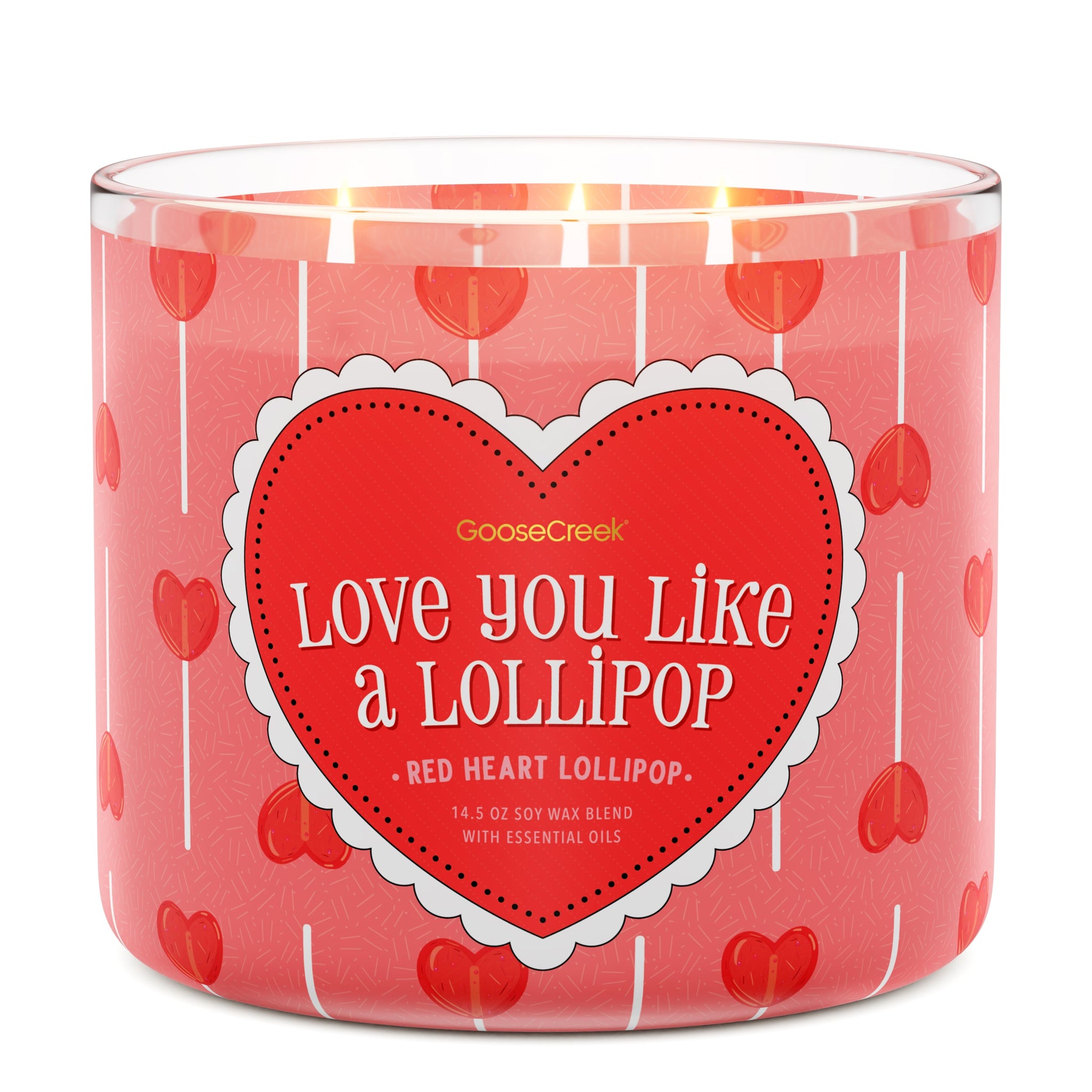 Red Heart Lollipop Large 3-Wick Candle | Romantic Fragrance for ...
