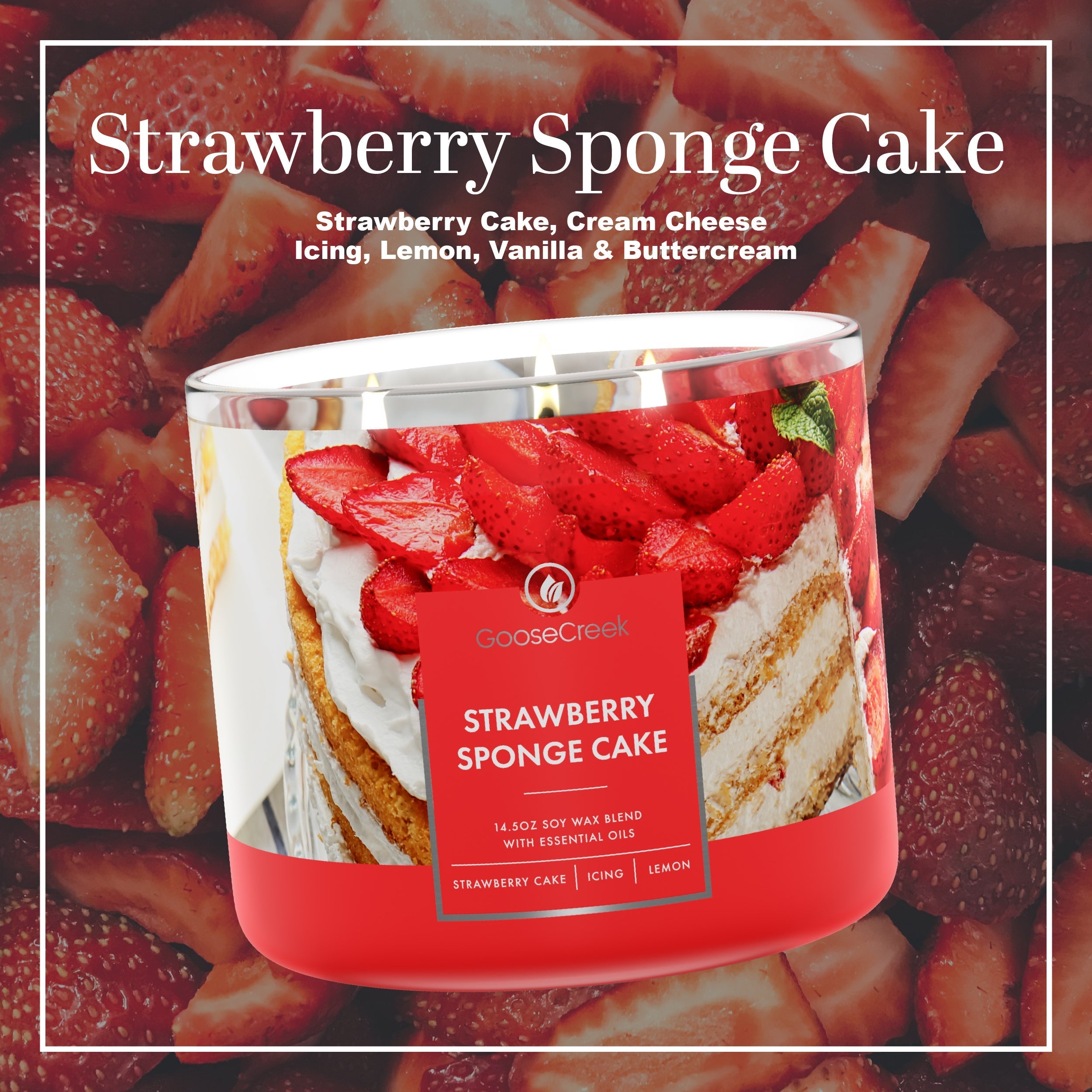 Strawberry Sponge Cake 3-Wick Candle | Goose Creek Fragrance – Goose ...