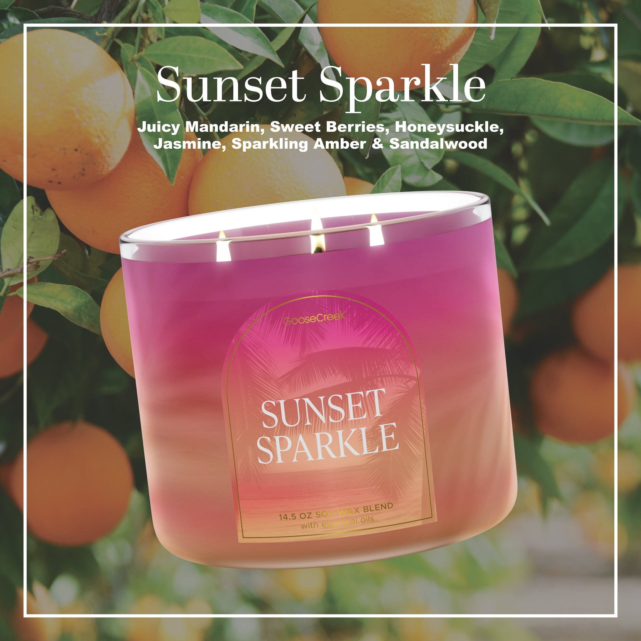 Luxurious Sunset Sparkle Large 3-Wick Candle: Tranquil Amber Vanilla ...